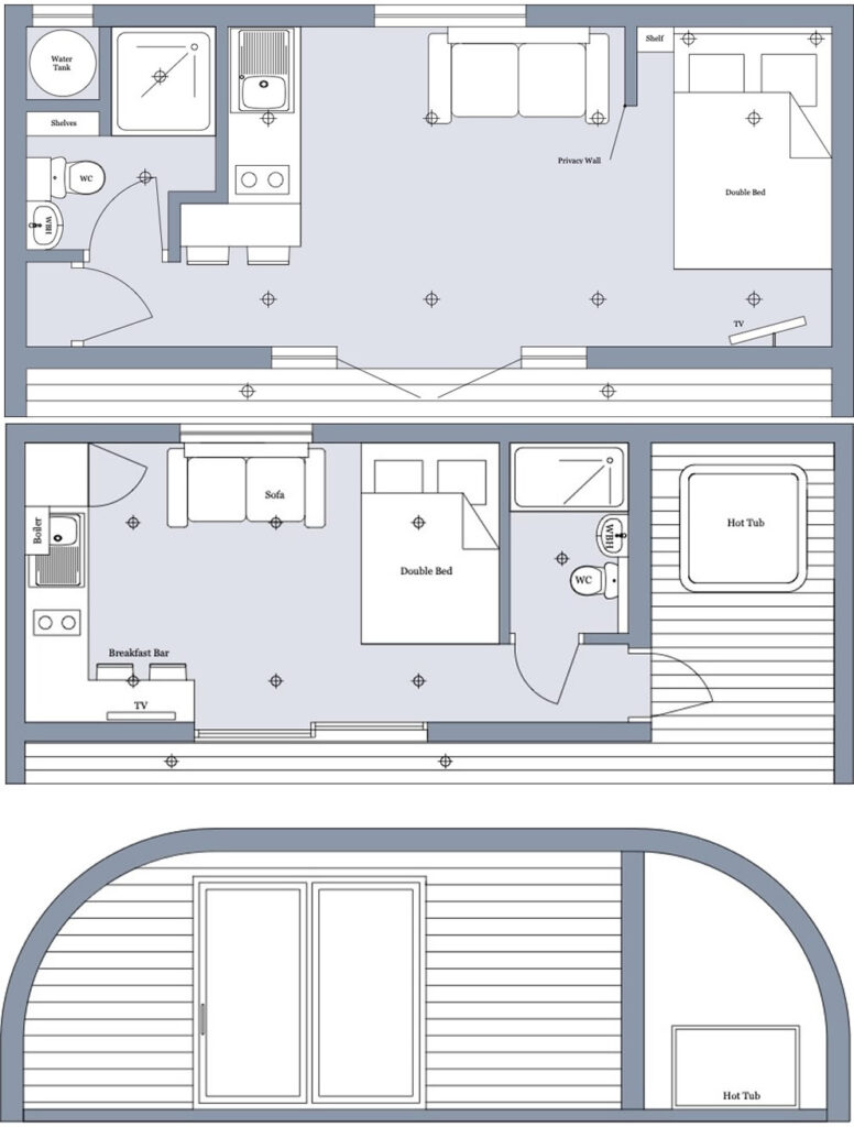 The Escape Pod - One of our larger Glamping Pod Designs