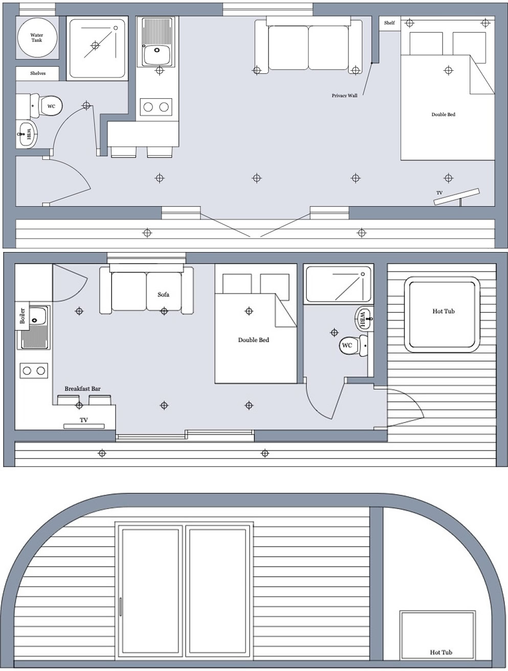 The Escape Pod - One of our larger Glamping Pod Designs